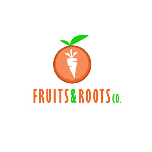 Create a contemporary logo for Fruits & Roots Co that captures fruit ...