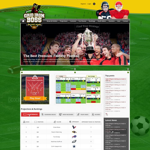 Fantasy football website | Web page design contest