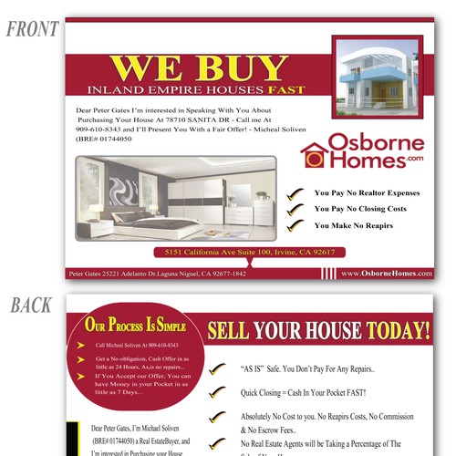 Creative a call to action postcard to give home owners cash for their ...