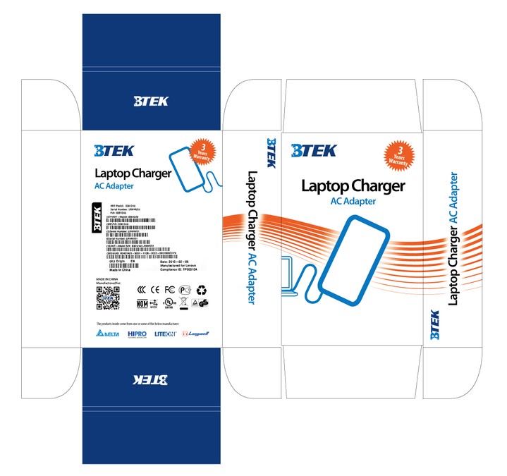 Create a laptop power charger adapter with power cable packing boxes ...