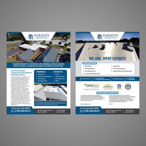 Commercial Roofing Company Sell Sheet - BE CREATIVE! | Postcard, flyer ...