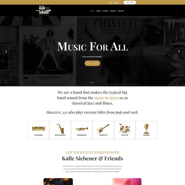 Black & gold themed website design | WordPress theme design contest ...