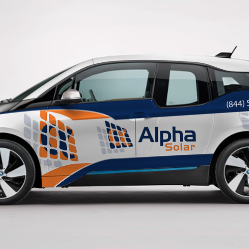 Create an eye-catching wrap for a solar company on a BMW i3 and help me ...