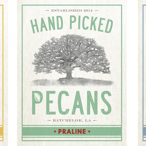 Create a classic and fun label for packaged pecan candy and pies ...