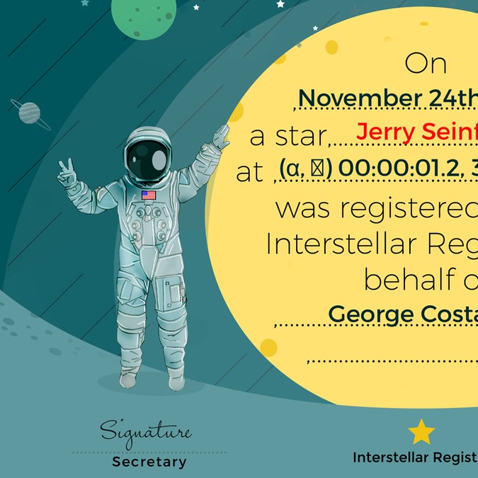 Create a stunning space themed certificate template for Interstellar ...