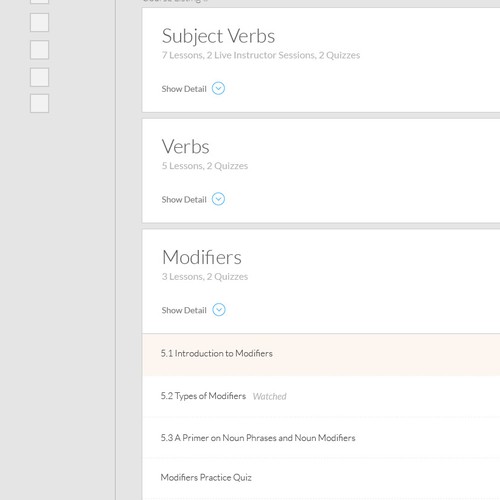 Course page interaction design | Web page design contest
