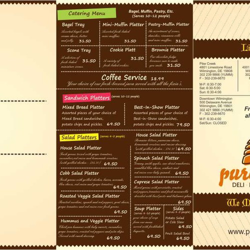 Designs | Menu Design Needed for PureBread: Deli-Bakery-Cafe | Print or ...