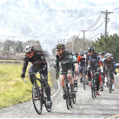 Create a stylized bicycle race art piece. Add your own creative flare ...