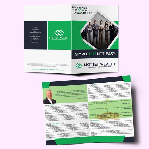 Hip very honest financial advisor needing a colorful brochure from a ...