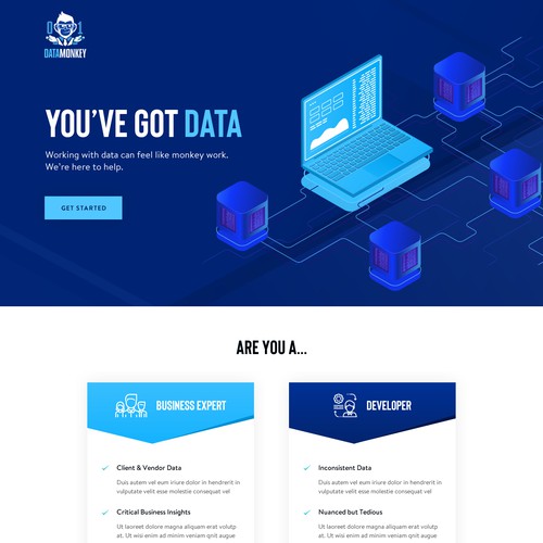 Design badass landing page for enterprise-scale data transformation ...