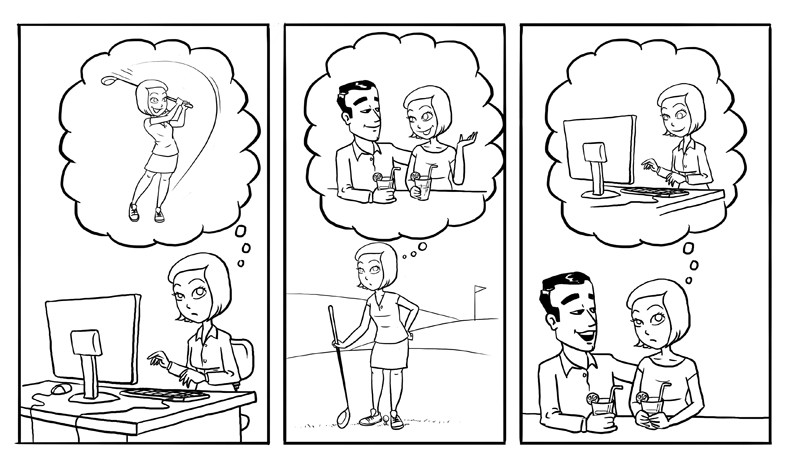 Redesign a cartoon illustrating the perils of the wandering mind ...