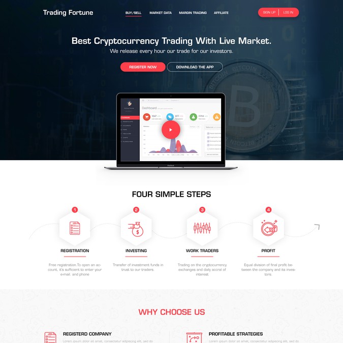 Cryptocurrency trading landingpage | Landing page design contest