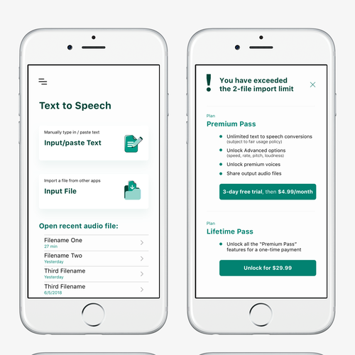Design a simple and clean UI for a Text to Speech app | App design contest