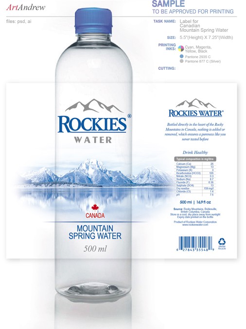 label for new Canadian Mountain Spring Water | Product label contest