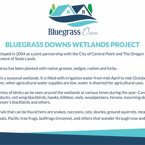 Create three signs from existing materials for a neighborhood wetlands ...