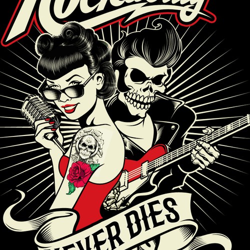 Create a cool Rockabilly Greaser Rock n Roll Design +++ | T-shirt contest