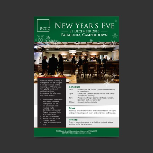New Year’s Eve Patagonia Fire Pit event flyer | Postcard, flyer or ...