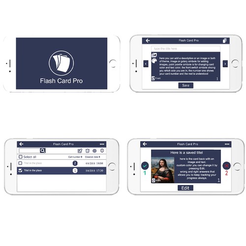 Need flat designs for educational flash card app | App design contest