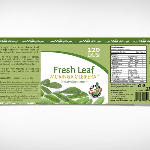 Create the next product label for Fresh Leaf Moringa Oleifera | Product ...