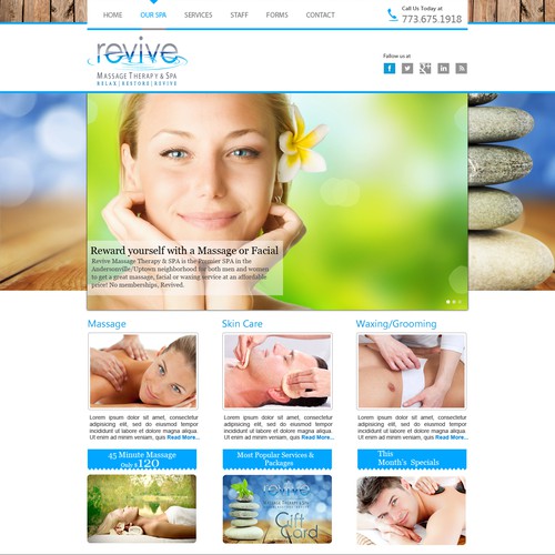 Modern/Sleek Website design for Revive Massage Therapy & Spa | Web page ...