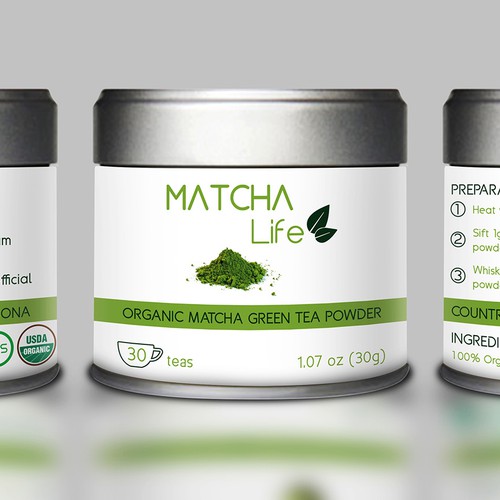 Create an amazing product label for organic MatchaLife matcha green tea ...
