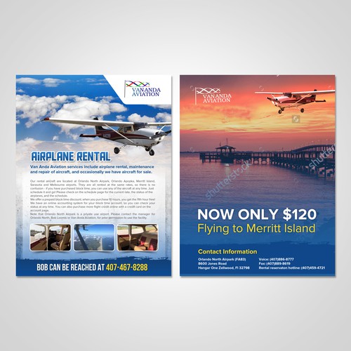 Design an Airplane Rental Flyer | Postcard, flyer or print contest
