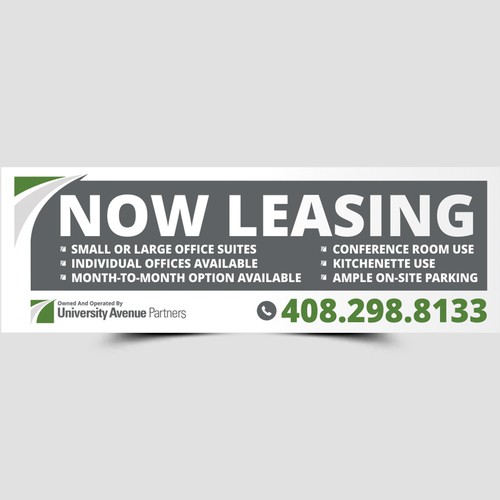 Create sleek leasing sign for modern office building. | Signage contest