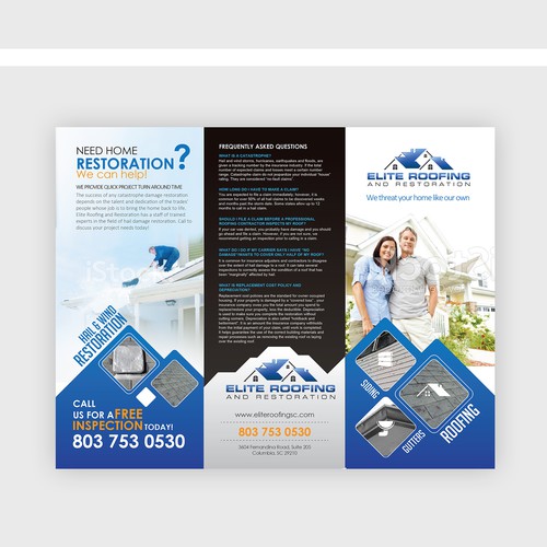 Create an eye-catching & informative brochure for a roofing company ...