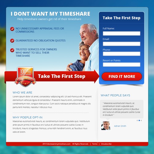 Timeshare Owner Lead Generation Landing Page - Travel | Landing page ...