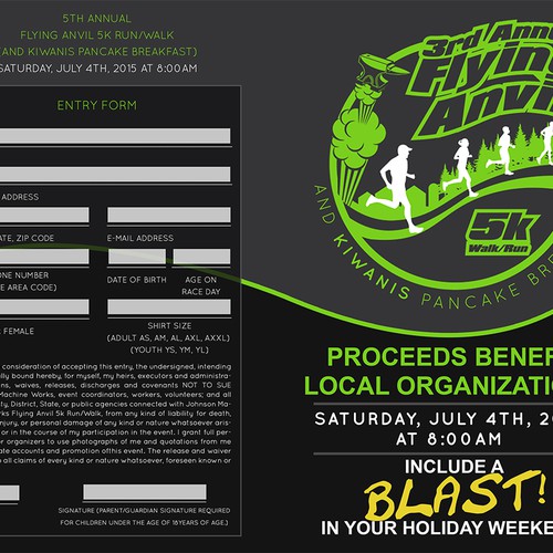 Flying Anvil 5k Registration | Postcard, flyer or print contest