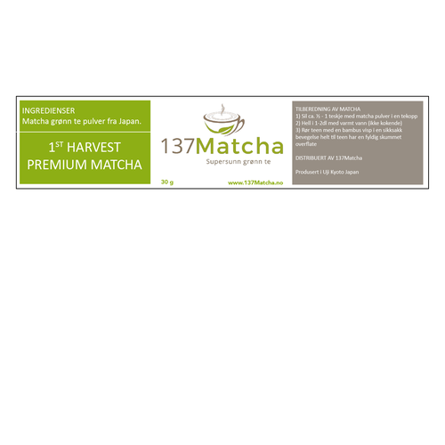 Create a simple but modern product label for 137Matcha | Product label ...