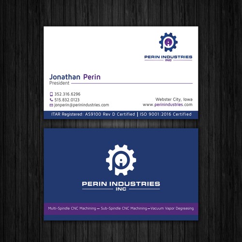 Perin Industries, Inc- Manufacturing Industry Business Card | Business ...
