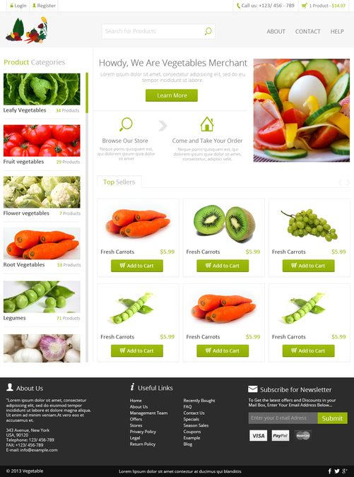 website design for E-commerce template for a vegetables merchant | Web ...