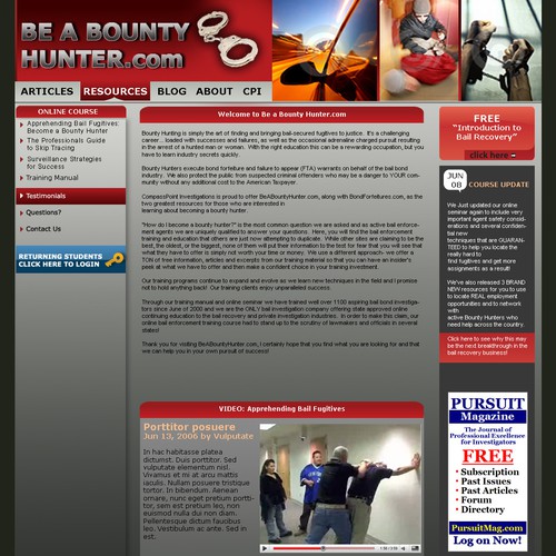 "Become a Bounty Hunter" Website Needs Complete Redesign | Web page ...
