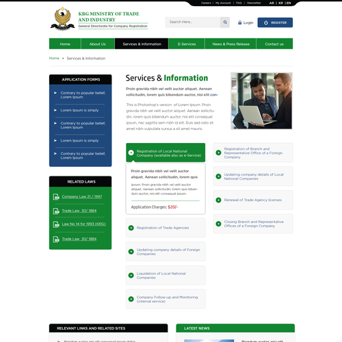 Design a Business Registration Website for Kurdistan Iraq | Web page ...