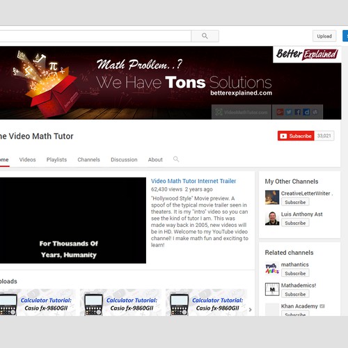Math Blog YouTube Channel Art Needed | Social media page contest