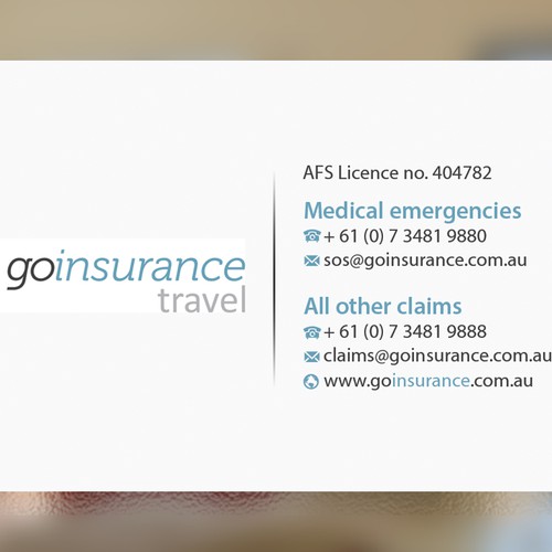 Travel Insurance Emergency Contact Card Design Business Card Contest