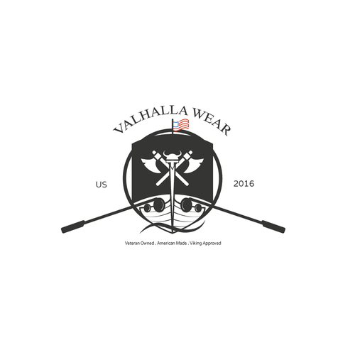 Create a badass viking themed logo for veteran owned clothing company ...