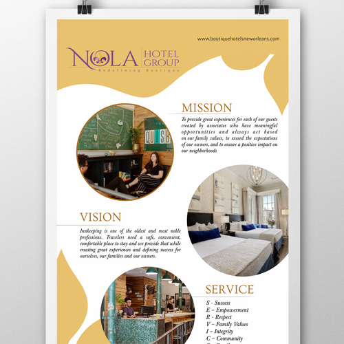 Nola Hotel Group Mission / Vision / Values Poster | Poster contest