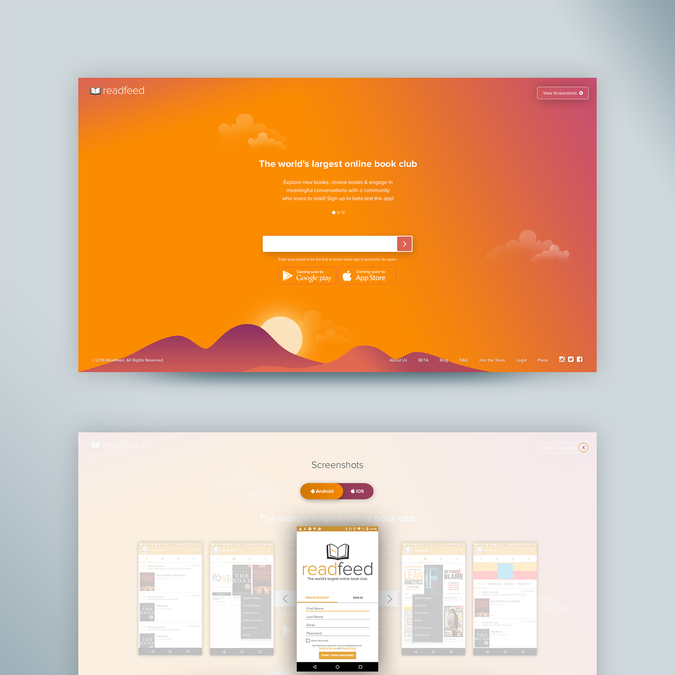 Beautiful landing page for book app | Landing page design contest Beautiful landing page for book app | Landing page design contest