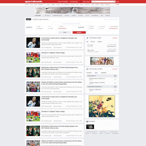 Sports social network - Home page design | Web page design contest