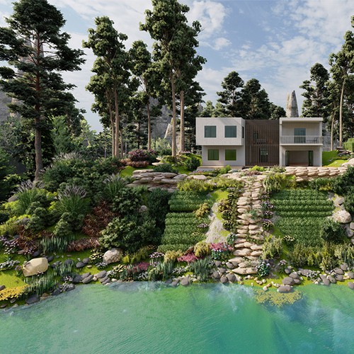 Designs | Awesome lake house landscape design | 3D contest