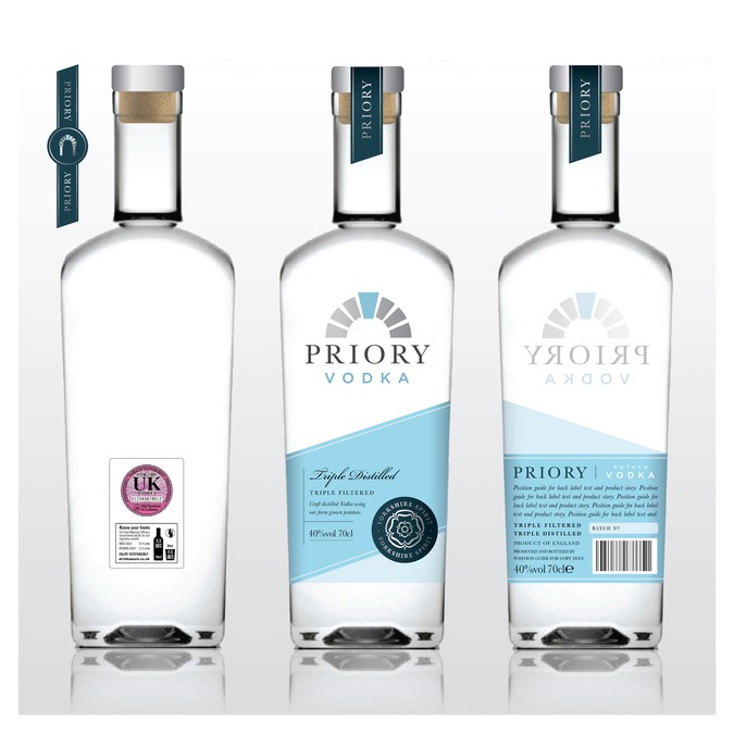 Create spirit bottle label design for Priory Vodka. | Product packaging ...