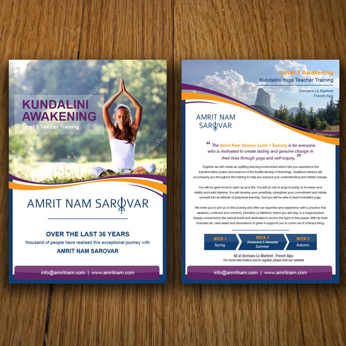 Design a flyer for KundaliniYOGA Awakening International training ...