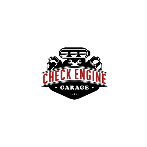 Check Engine Garage logo design for sport racing cars | concurso Logotipos
