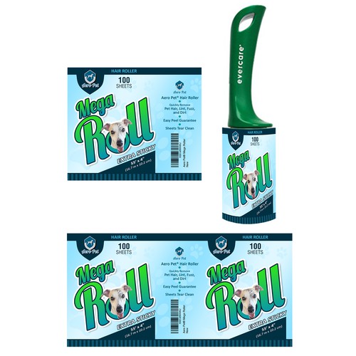 Create a professional yet playful lint roller label for Aero Pet ...