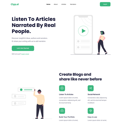 Designs | Looking for a clean and friendly website that has articles with human narration ...