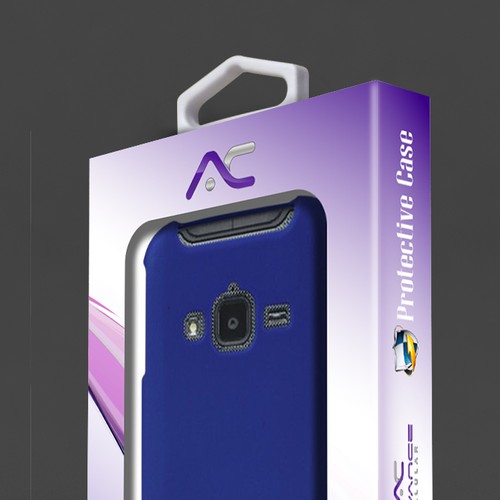 Create a Modern packaging design for a high tech cell phone accessory ...
