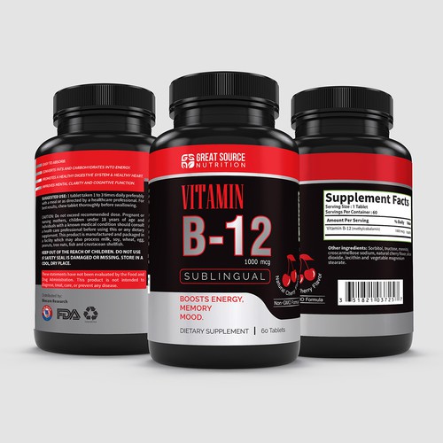 Have fun designing a unique and modern Vitamin B-12 Supplement label ...