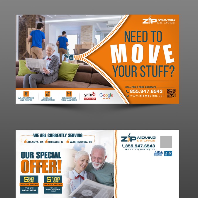 Zip Moving and Storage needs a powerful new POSTCARD | Postcard, flyer ...